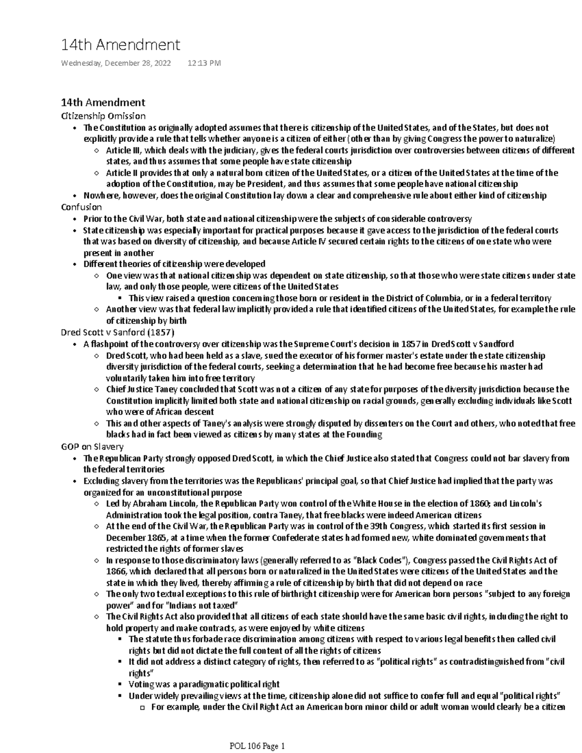 Pol 106 14th amendment - 14th Amendment Citizenship Omission The ...