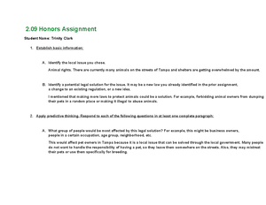 3.04 Honors assignment - 3 Honors Template Student Name: Trinity Clark Step One: Compose a few ...