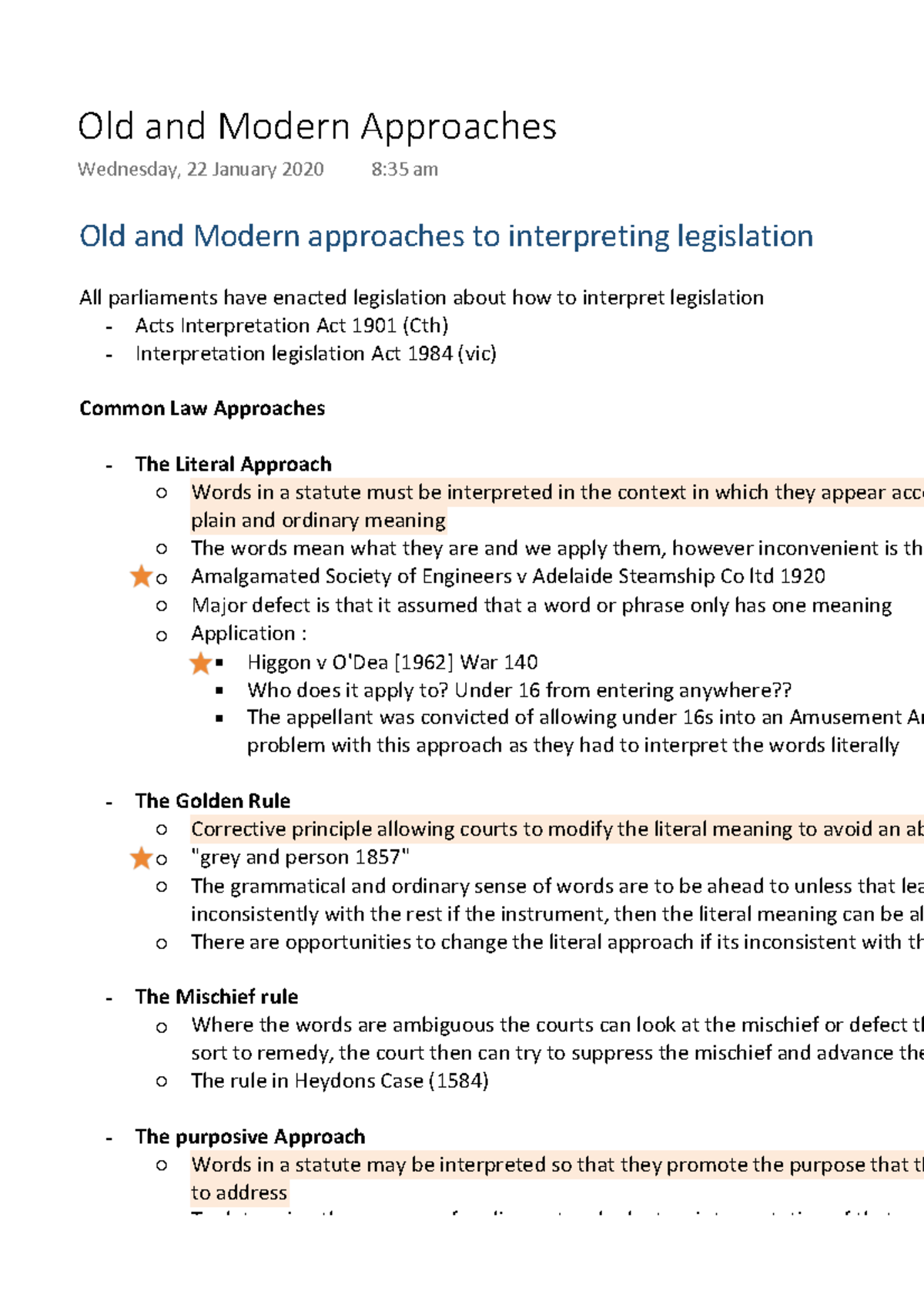 Old and Modern Approaches to statutory interpretation - Warning: TT: undefined function: 32 ...