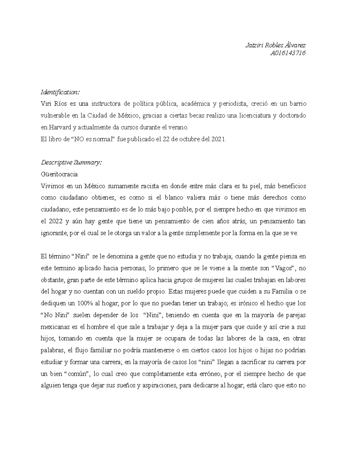 No es normal-libro. - .................... - Jatziri Robles Álvarez A ...