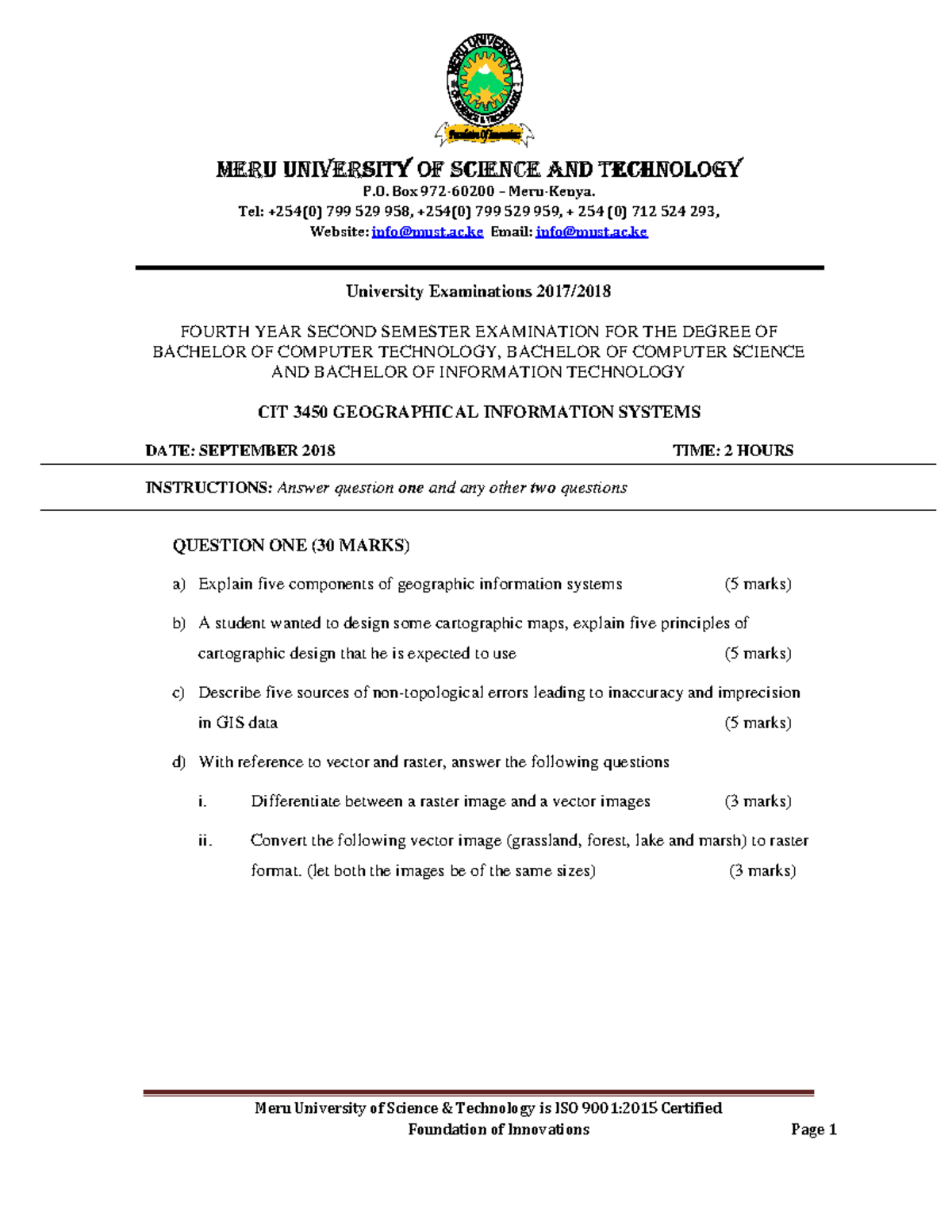 CIT 3461 Geographical Information Systems - Meru University of Science ...