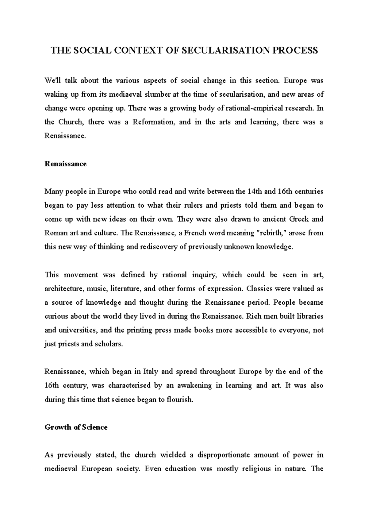 THE Social Context OF Secularisation Process - THE SOCIAL CONTEXT OF ...