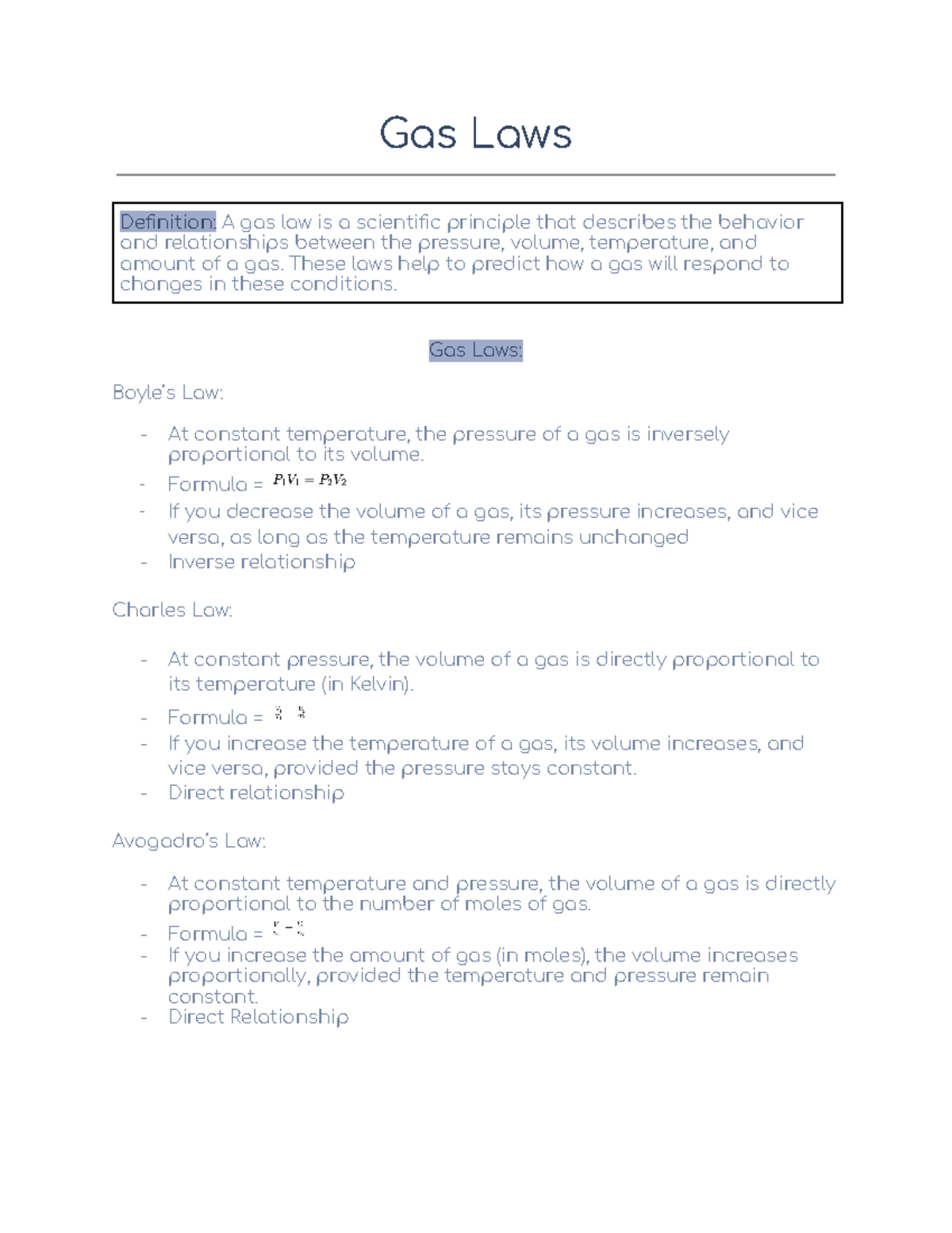 Gaw Laws, Chemistry - This tells you about the Gas Laws, new vocabulary ...