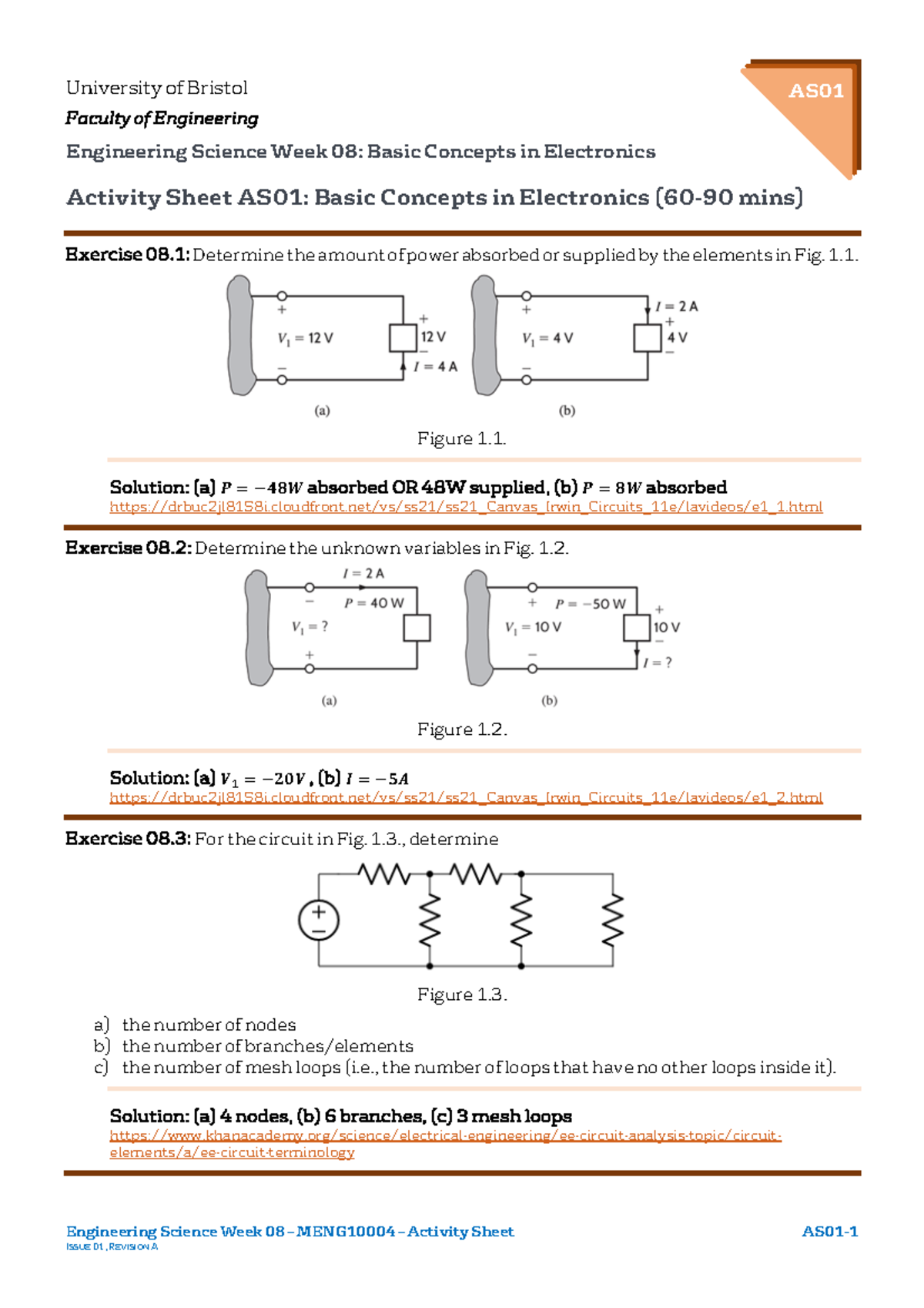 Week 08 - Basic Concepts in Electronics Activity Sheet 01 - Answers ...