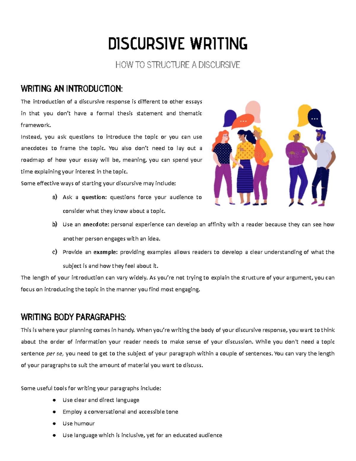 Discursive structure - sdddd - DISCURSIVE WRITING HOW TO STRUCTURE A ...