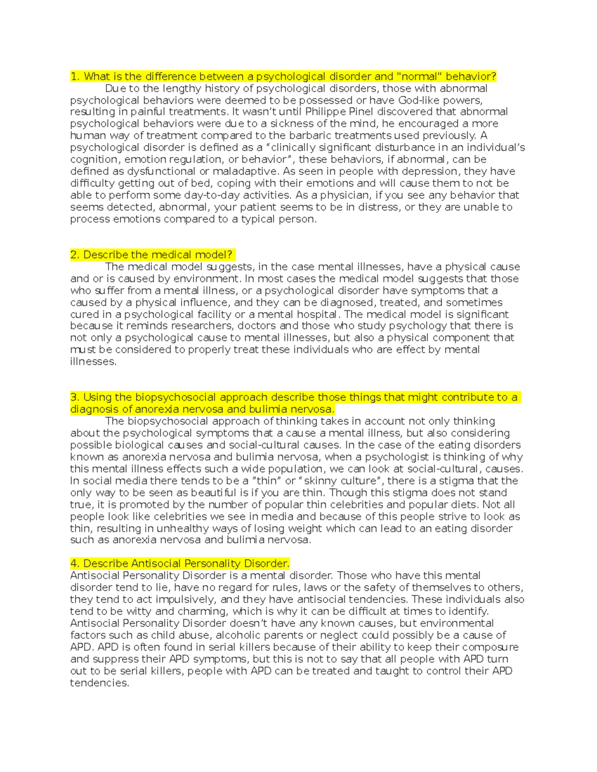 Psych HW 14 - Chapter 14 Homework Grade: 100 - What is the difference ...