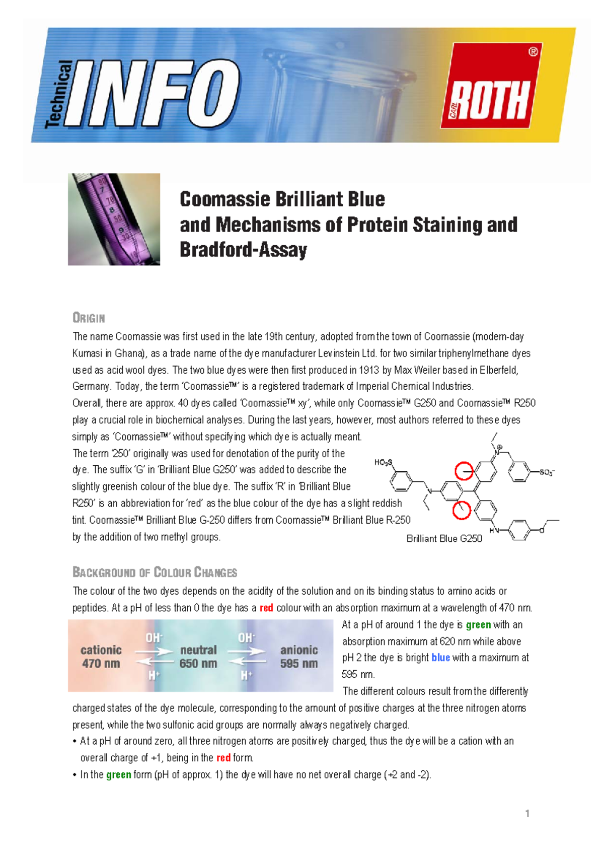 Coomassie blue info - 1 Brilliant Blue G Coomassie Brilliant Blue and ...