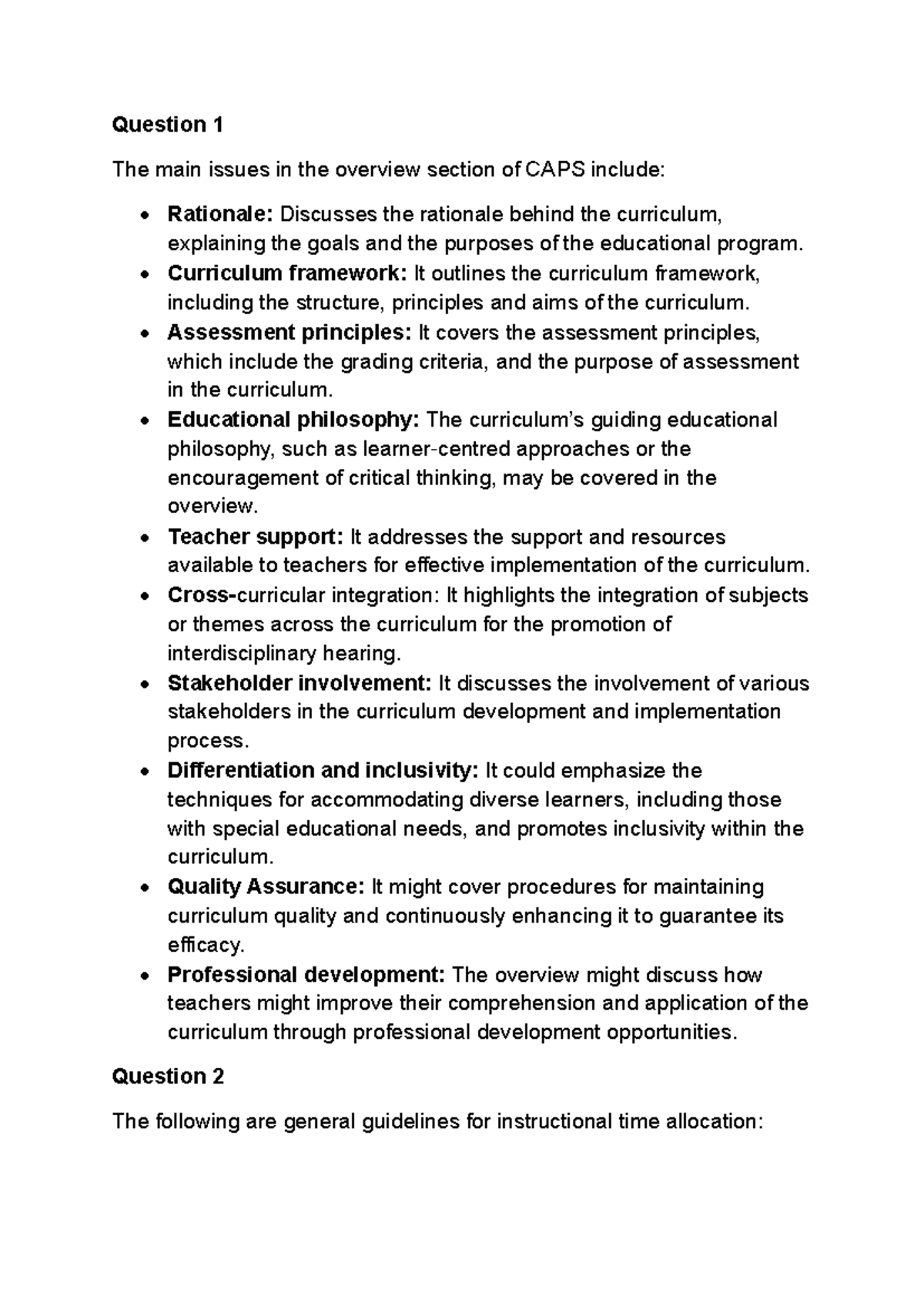 TPN2601 Assignment 01 - Question 1 The main issues in the overview ...
