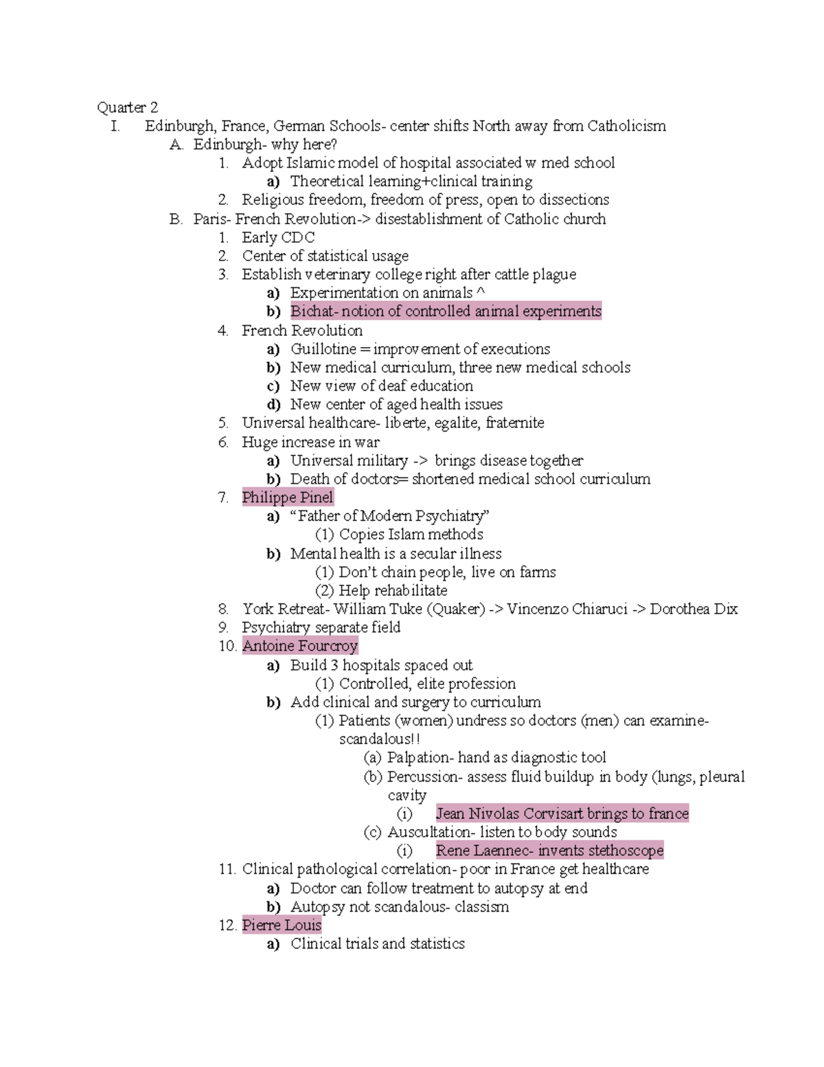 HST 113 Q2 Study Guide - Quarter 2 I. Edinburgh, France, German Schools ...