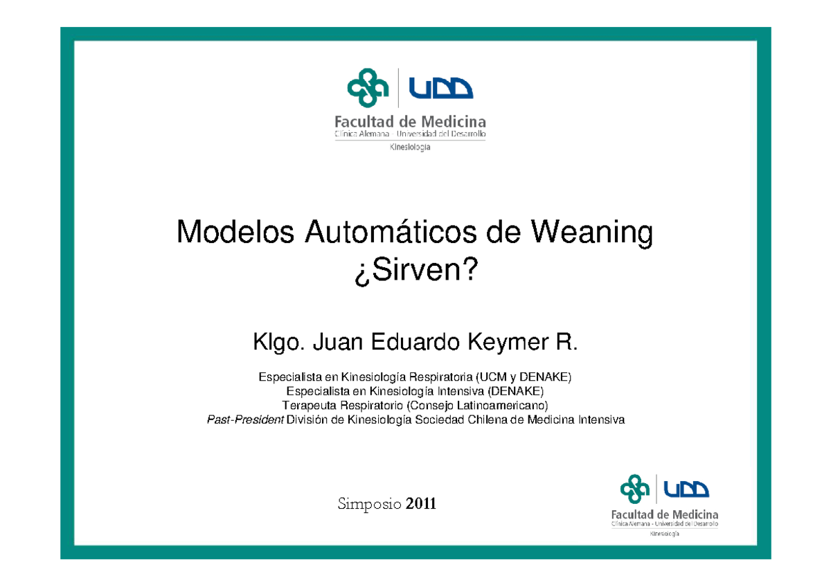 Keymer - Modelos Automáticos de Weaning ¿Sirven? Klgo. Juan Eduardo ...