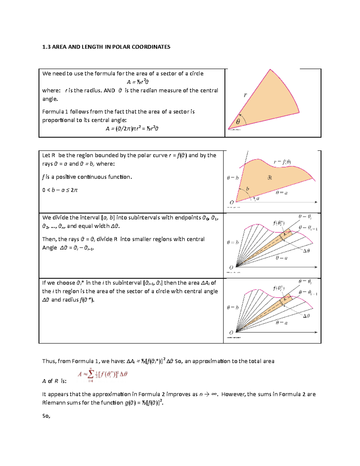 Chapter 1.3 area and arclength - Multivariate Calculus - UUM - Studocu
