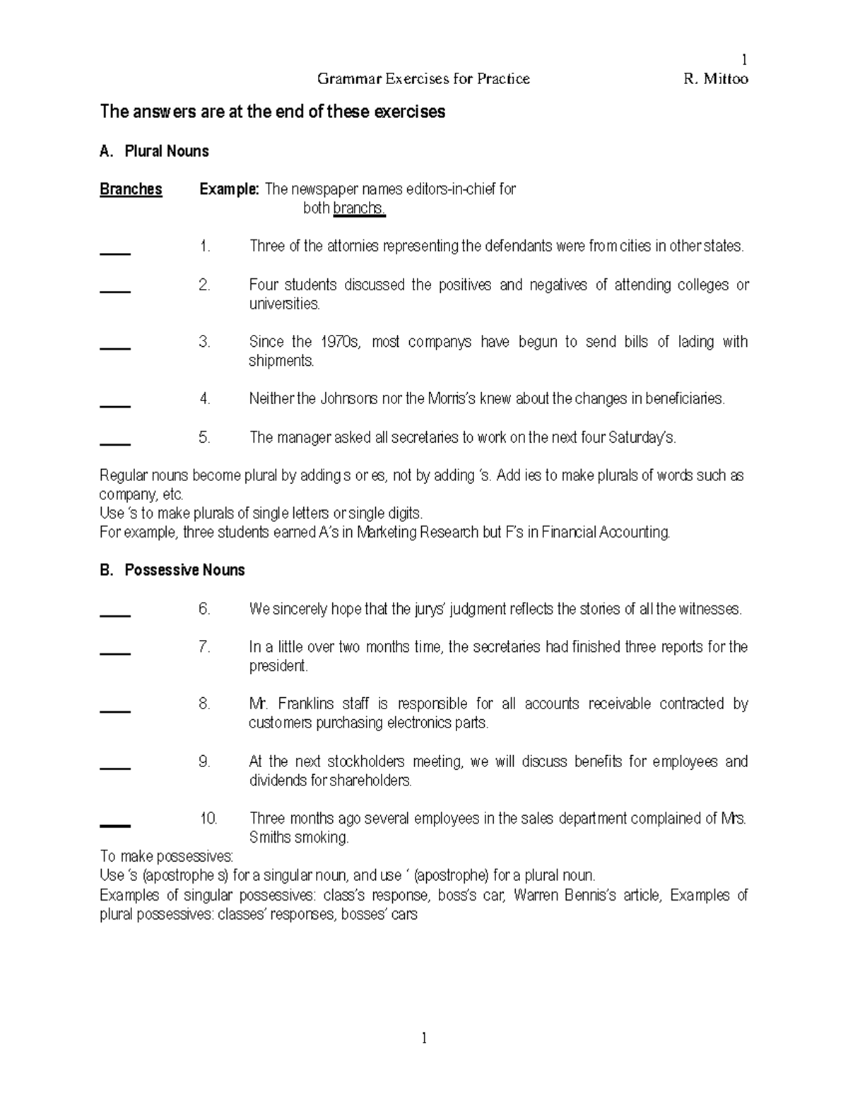 Grammar Exercises For Practice Mittoo The Answers Are At The End Of grammar-exercises-for-practice-mittoo-the-answers-are-at-the-end-of