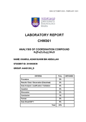 LAB Report PHY210 - FACULTY OF APPLIED SCIENCES UiTM PERAK (TAPAH ...
