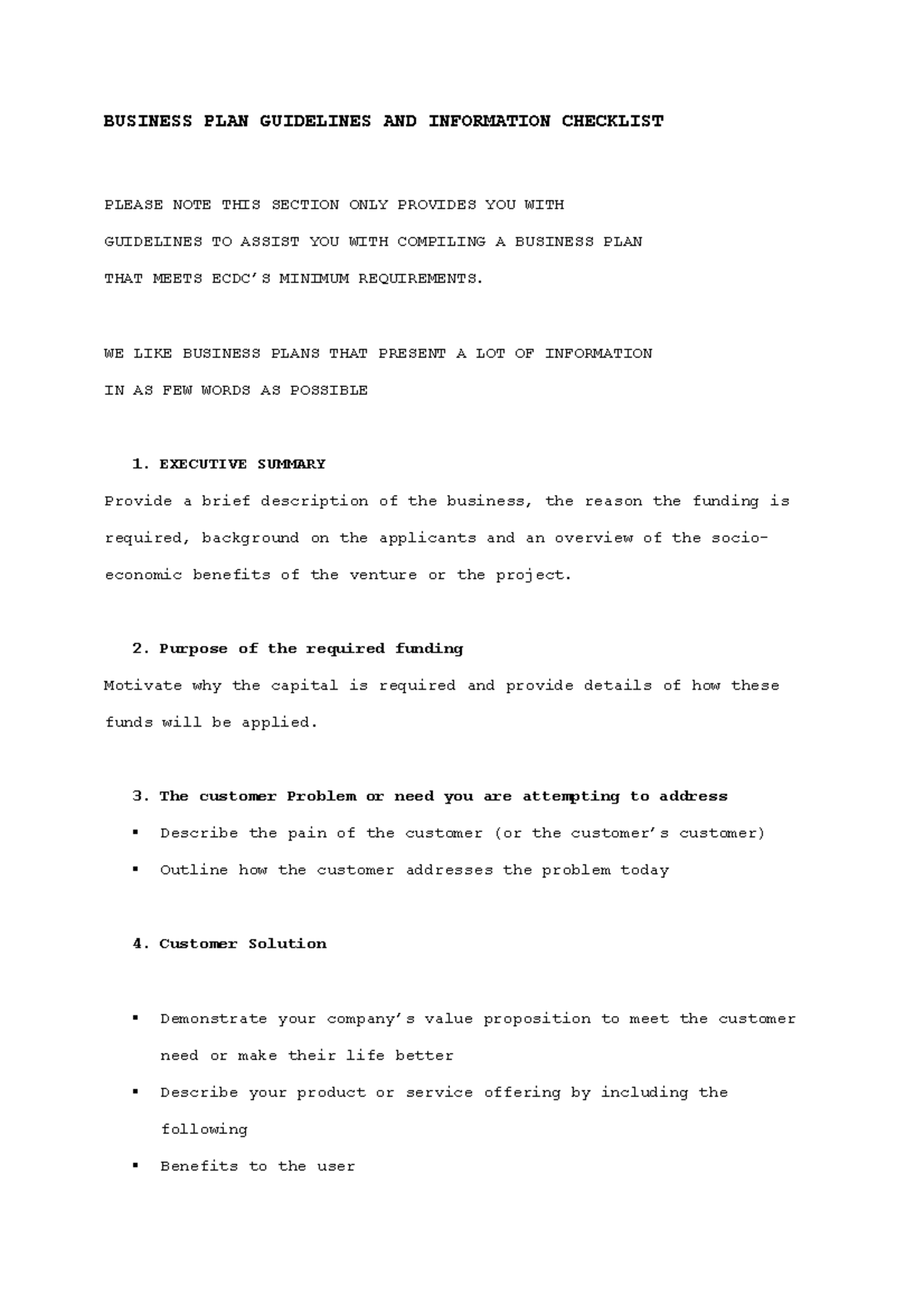 Business PLAN Guidelines BUSINESS PLAN GUIDELINES AND INFORMATION business-plan-guidelines-business-plan-guidelines-and-information