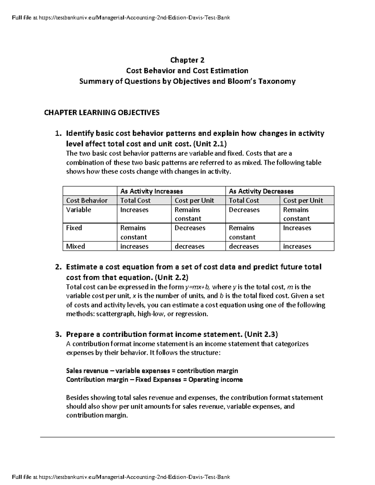 Chapter 2 Cost Behavior and Cost Estimat - Chapter 2 Cost Behavior and ...