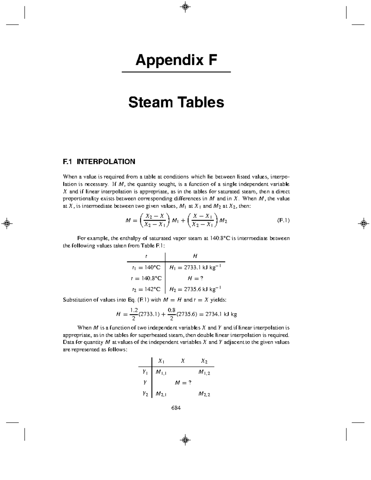 Appendix F Steam Tables - If M, the quantity sought, is a function of a ...