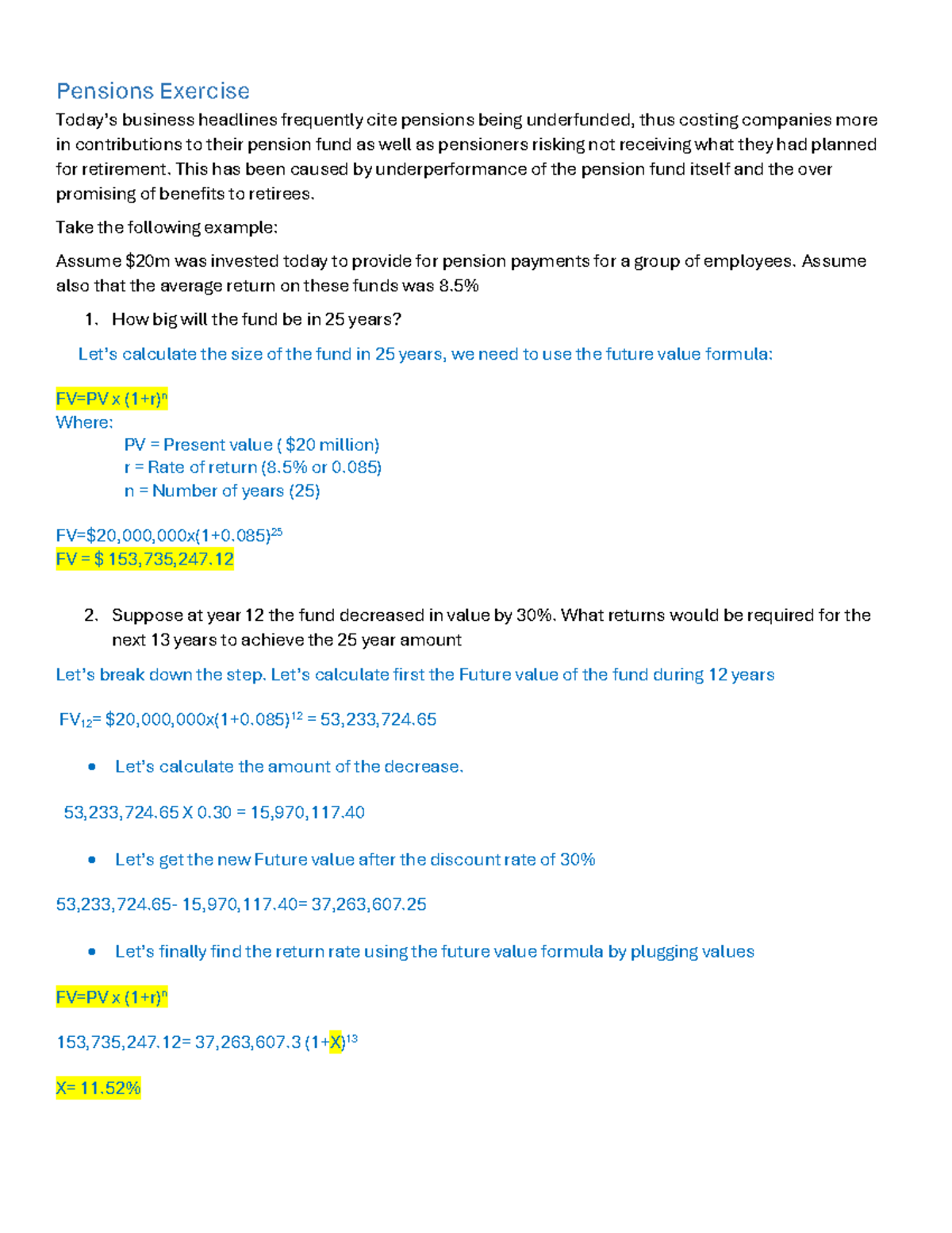 Assignment Pensions - Pensions Exercise Today’s business headlines ...