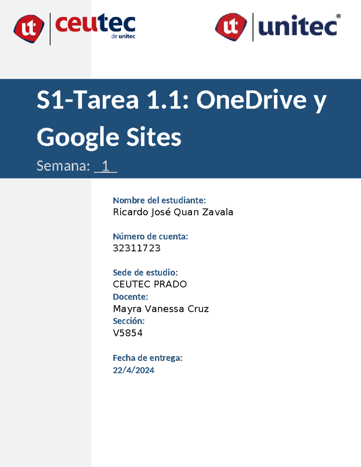 Ofimatica 1 - ofimatica avanzada - Nombre del estudiante: Ricardo José ...