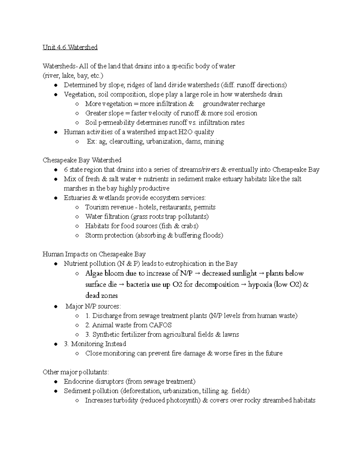 Copy of Unit 4.6 Watershed - Unit 4 Watershed Watersheds- All of the ...