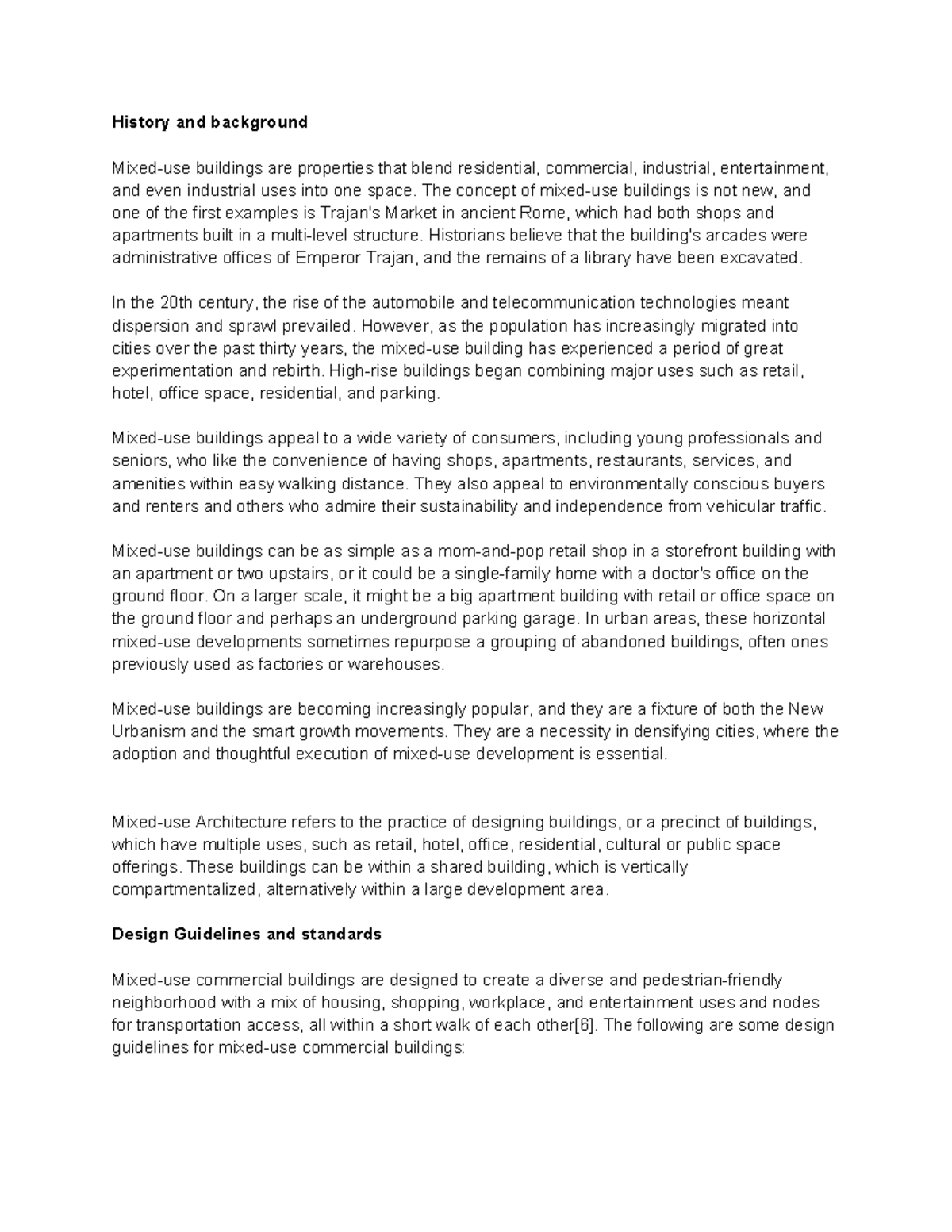 Mixed USE Development - History and background Mixed-use buildings are ...