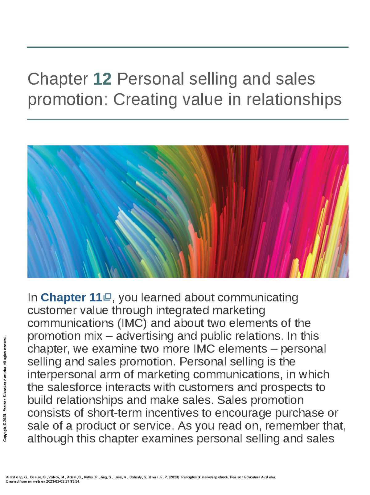 Chapter 12 - Textbook pdf (Armstrong) - Chapter 12 Personal selling and ...