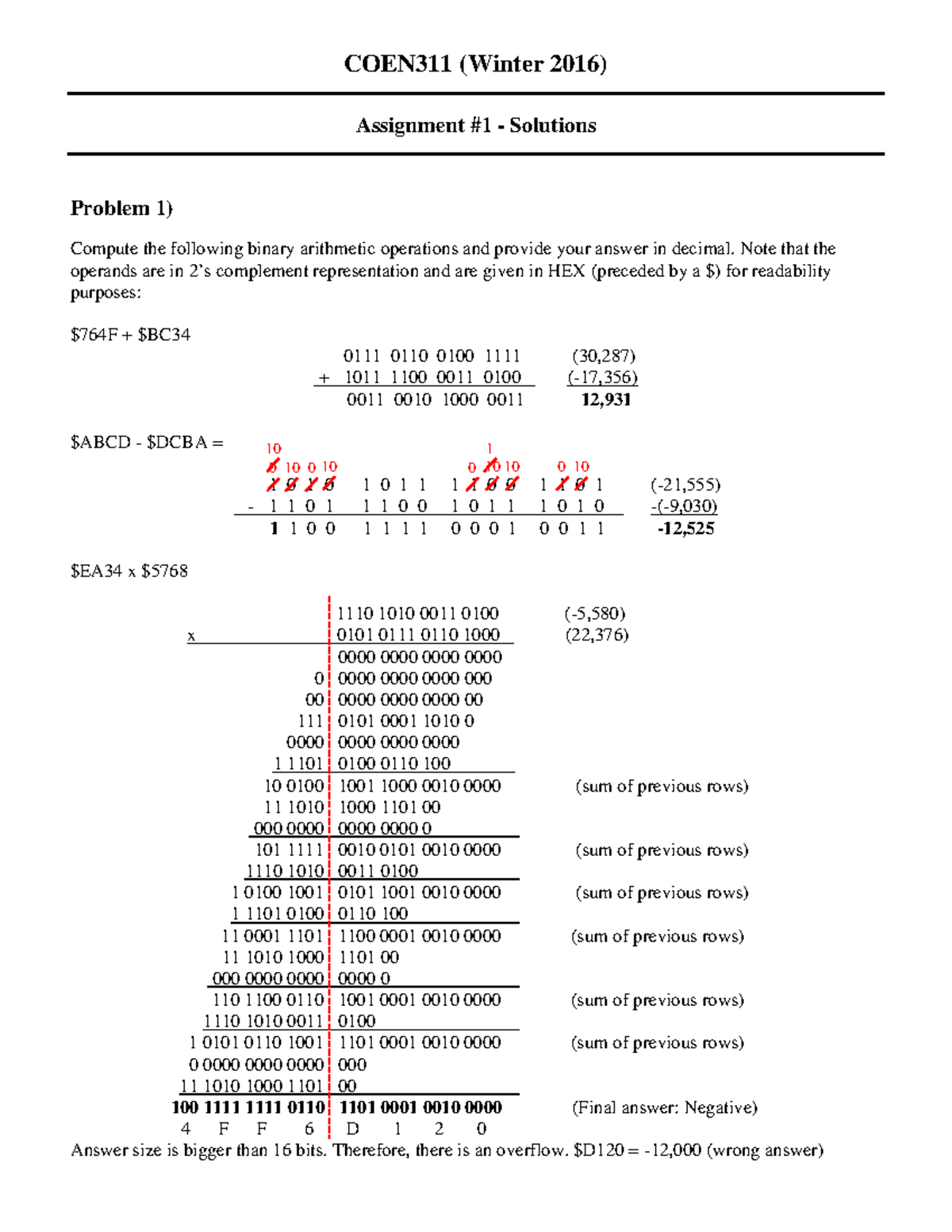 Coen311 - Assignment 1 solutions - COEN311 (Winter 2016) Assignment #1 ...