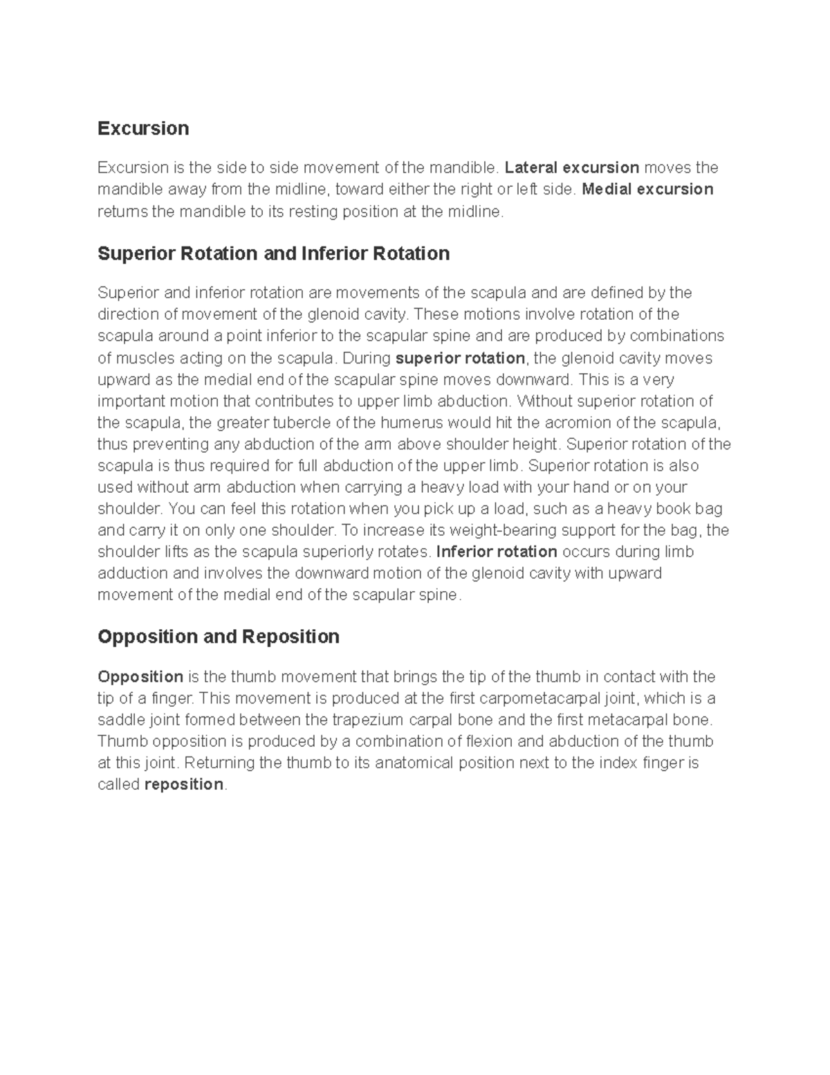 Biology Notes 14 - All about bones and movements - Excursion Excursion ...