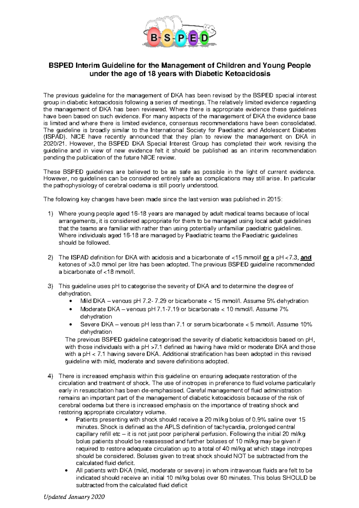 Bsped DKA guideline 2020 update - BSPED Interim Guideline for the ...