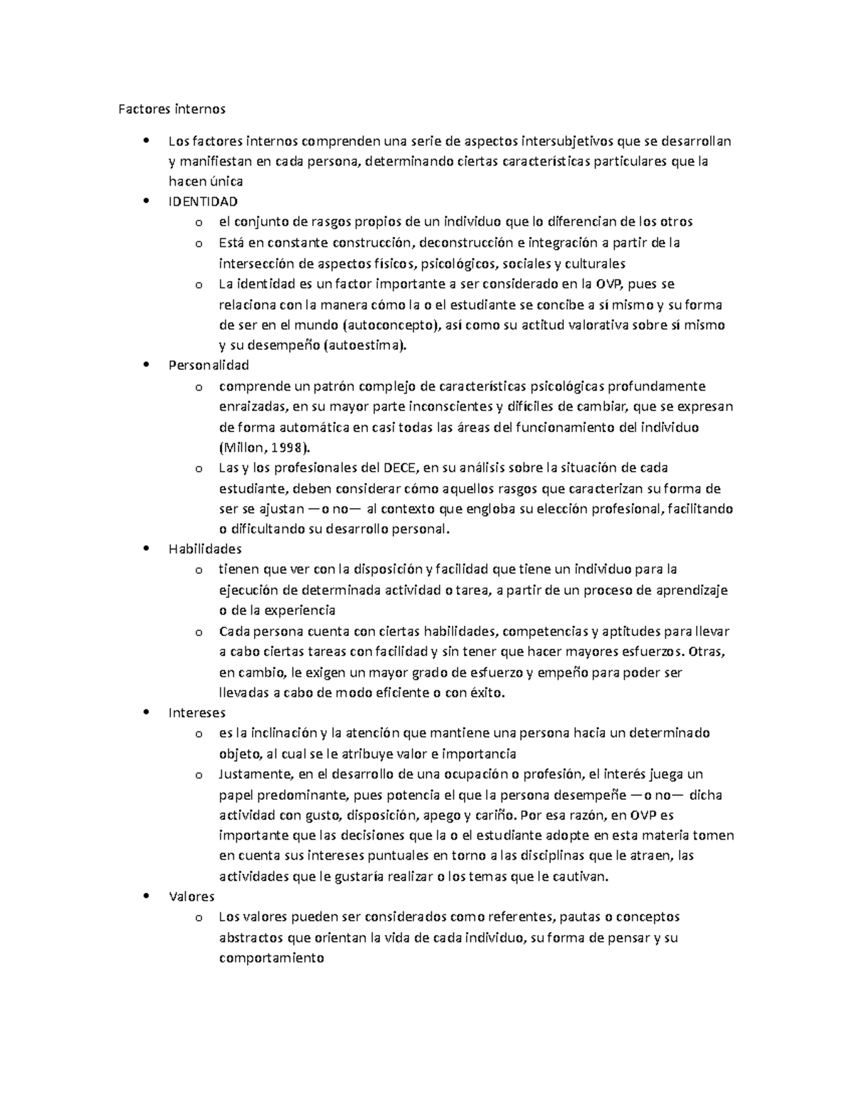 Para grupal 1 - FACTORES INTERNOS EN LA OVP, DESDE EL MANUAL DE LA OVP ...