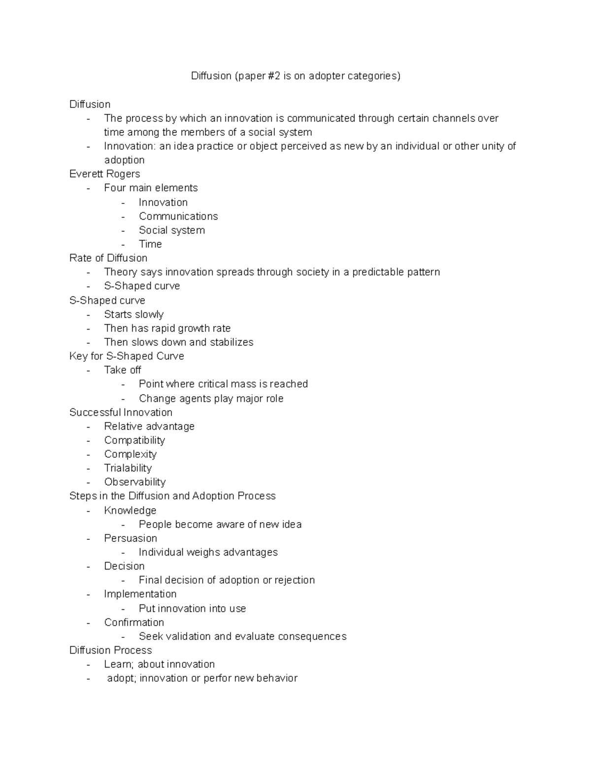 Diffusion - notes - Diffusion (paper #2 is on adopter categories ...