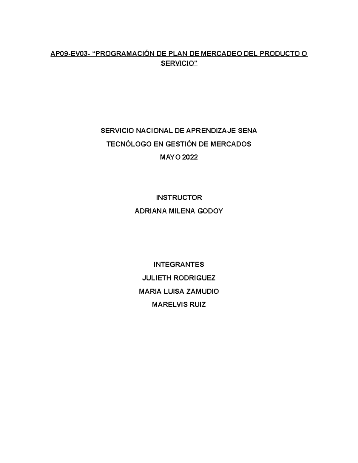 Trabajon Programacionn DEn PLANn DEn Mercadeon DELn Producton On ...