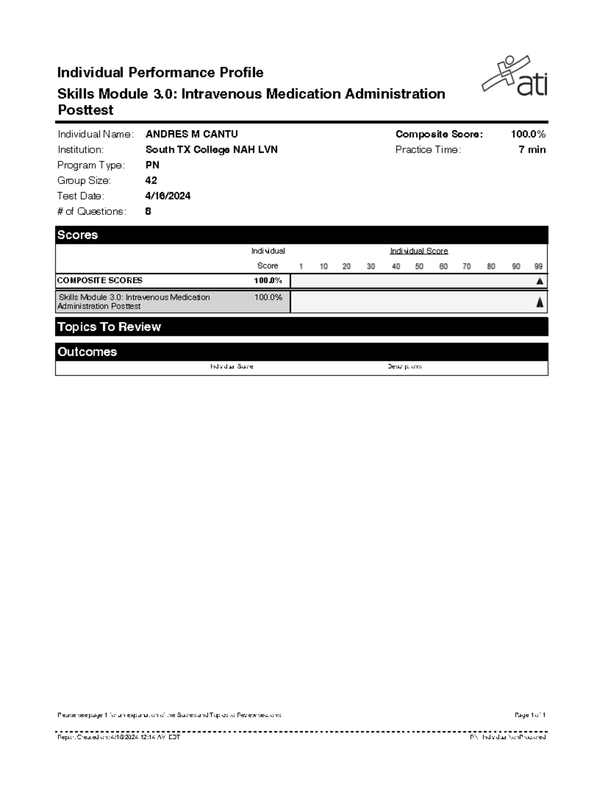 IV Medication Administration - Vargas - Individual Performance Profile ...