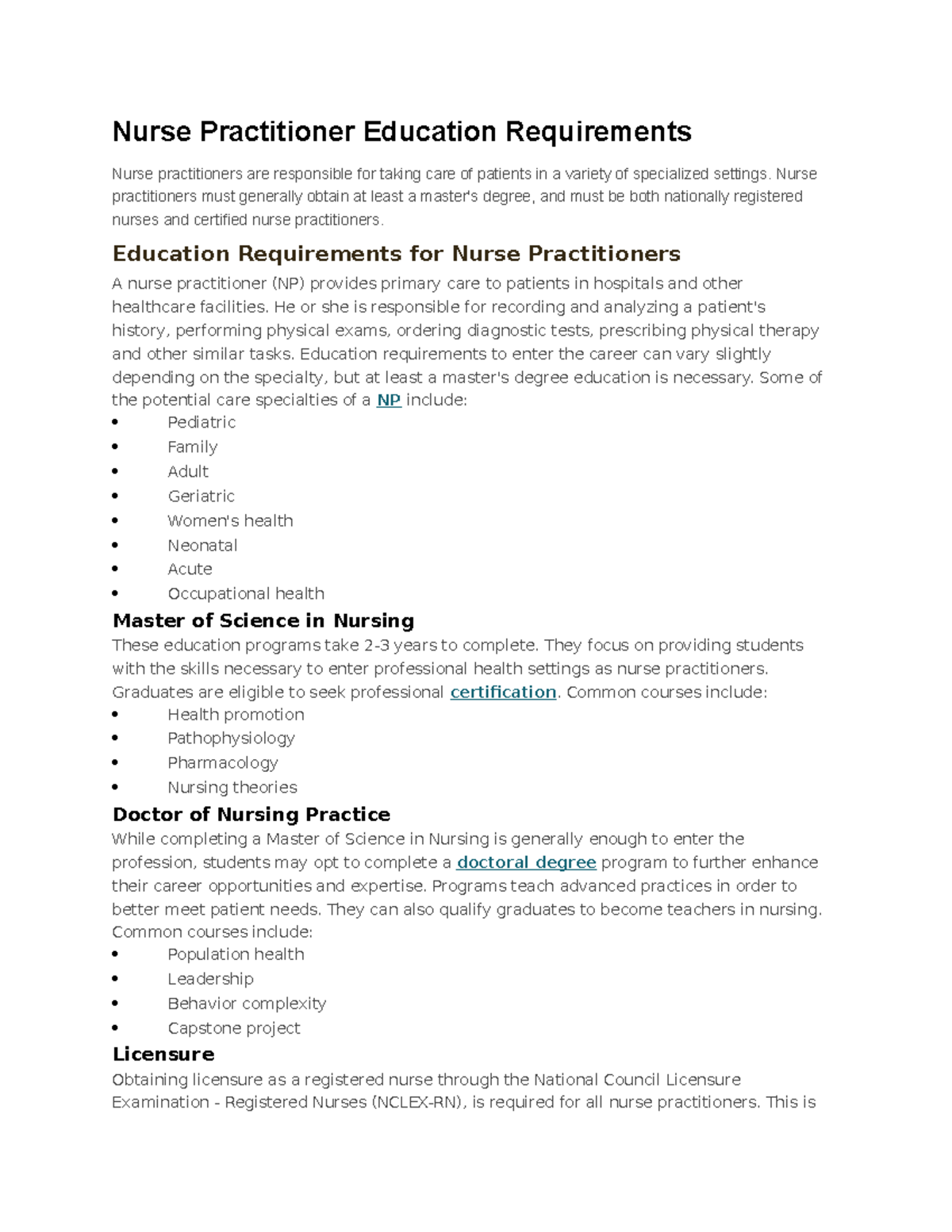 Nurse Practitioner Education Requirements - Nurse practitioners must ...