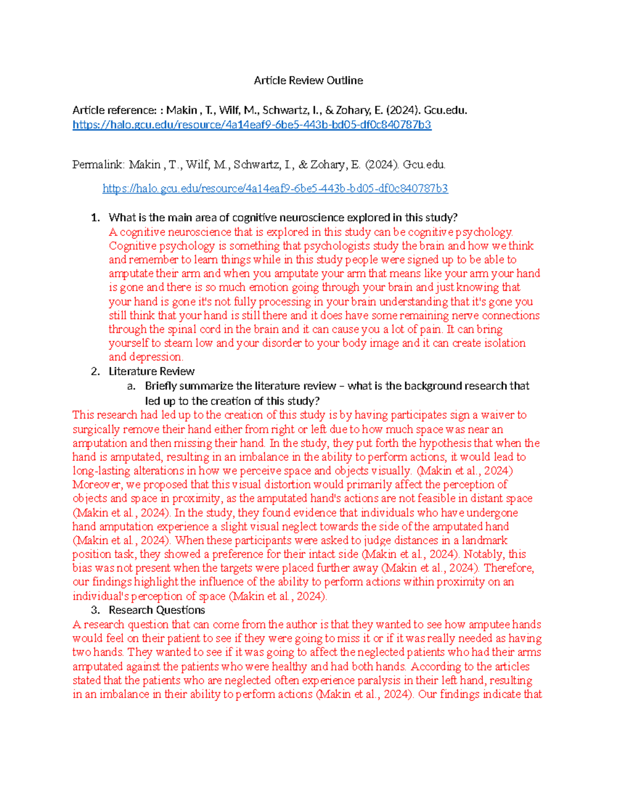 Article Review Outline - Article Review Outline Article reference ...