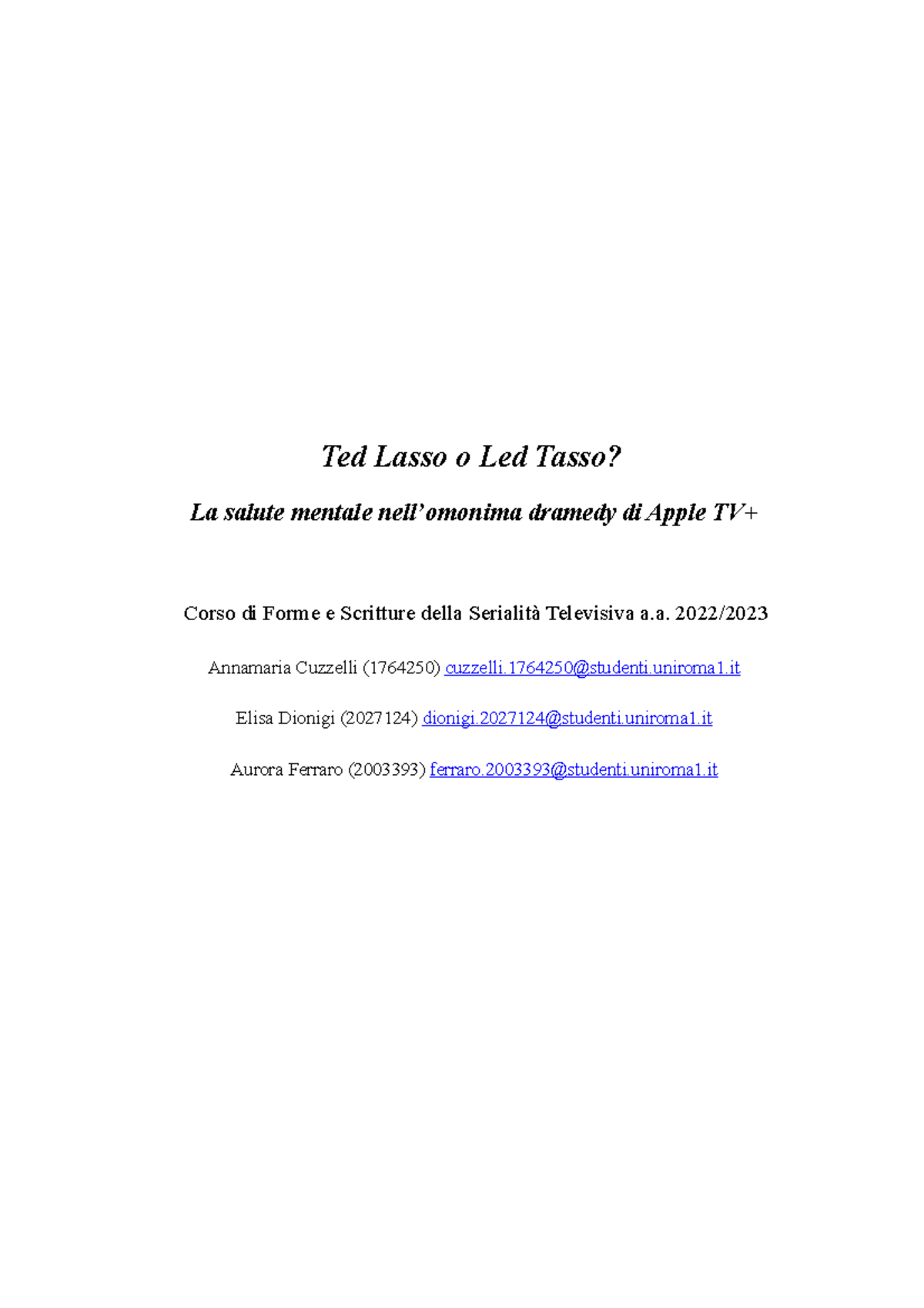 PAPER FORME E SCRITTURE DELLA SERIALITA' TELEVISIVA (GAROFALO) - Ted ...