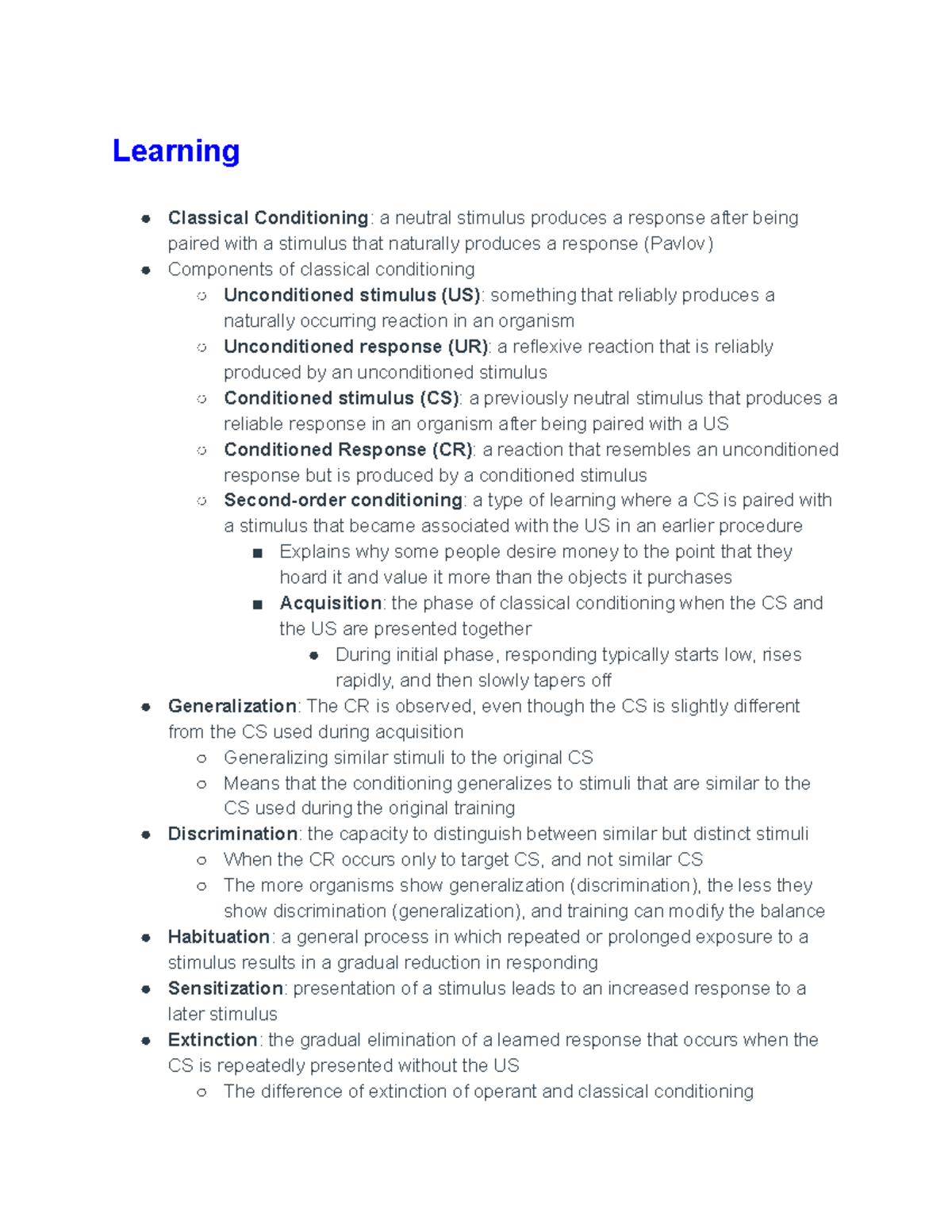 Psych 202 Exam 2 - fall 18 - Learning Classical Conditioning : a ...