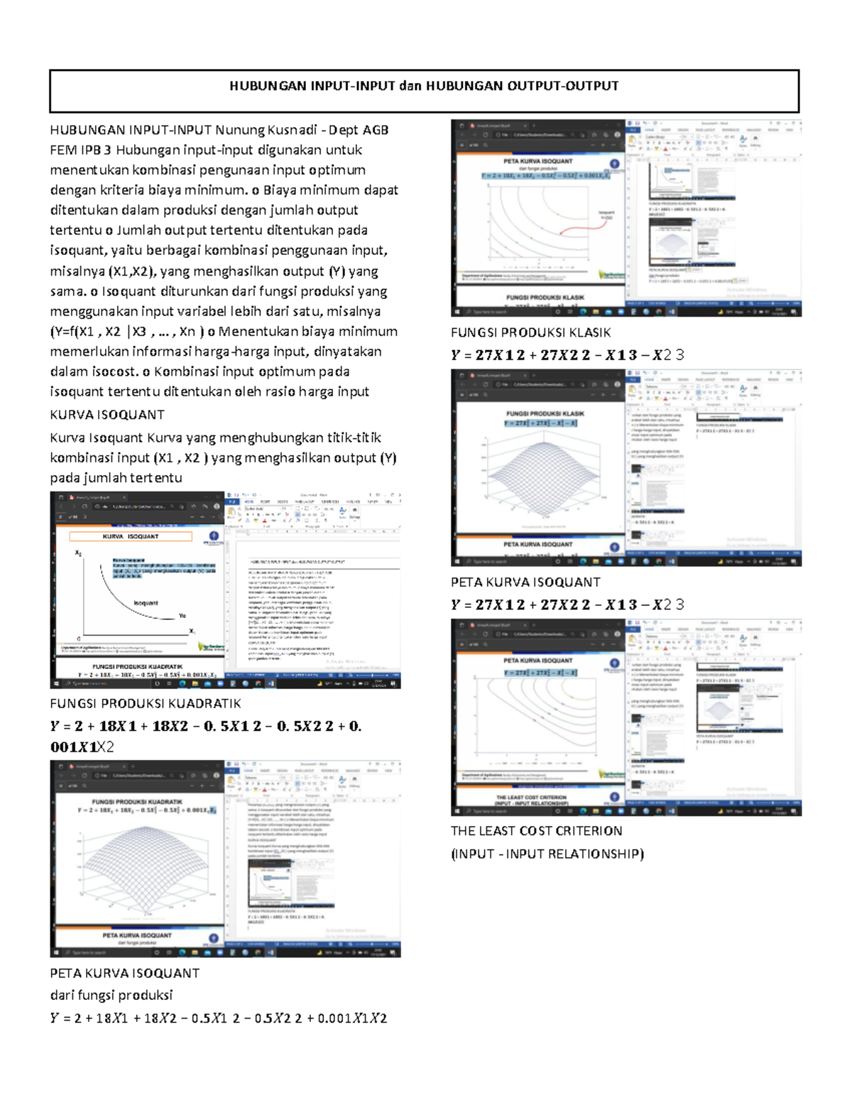 Hubungan Input- Input dan Hubungan Output- Output - HUBUNGAN INPUT-INPUT Nunung Kusnadi - Dept ...