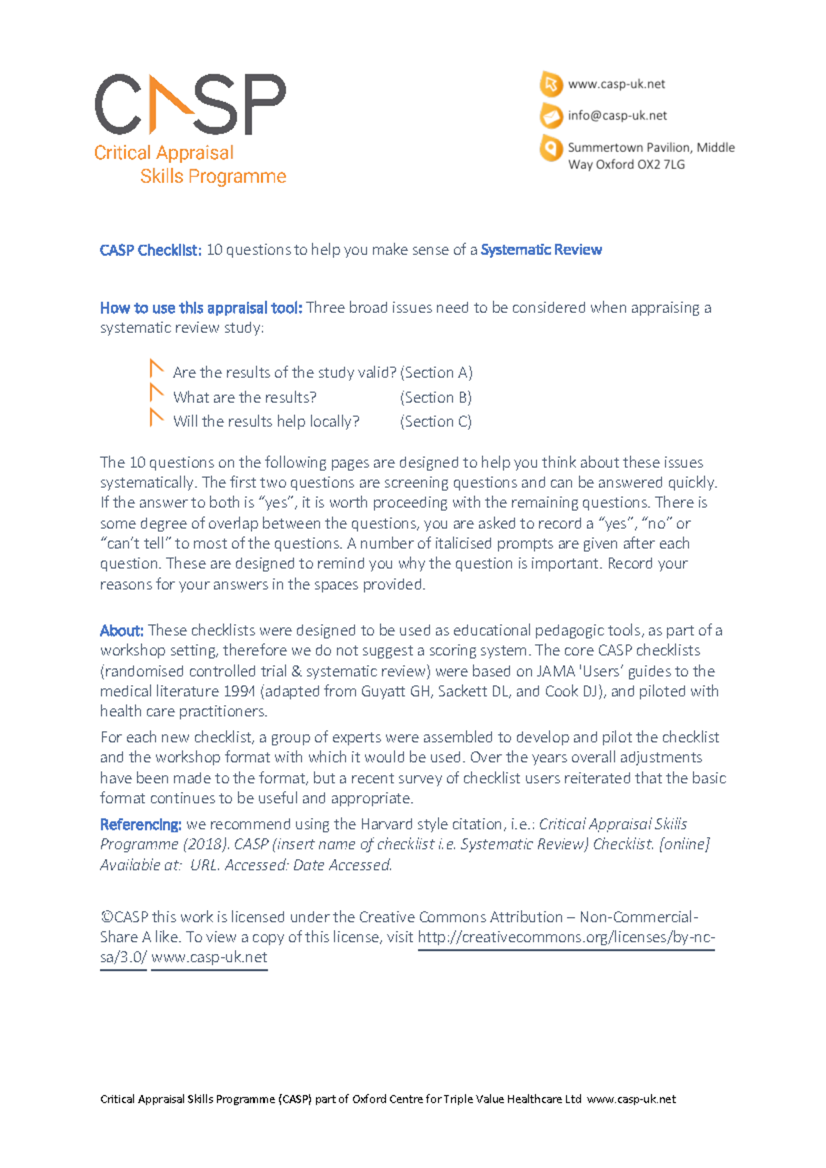 Anatomy and physiology Anatomy and physiology - CASP Checklist: 10 ...