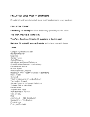 WGST 101 Field Report Workshop - WGST 101 Field Report Workshop Student ...