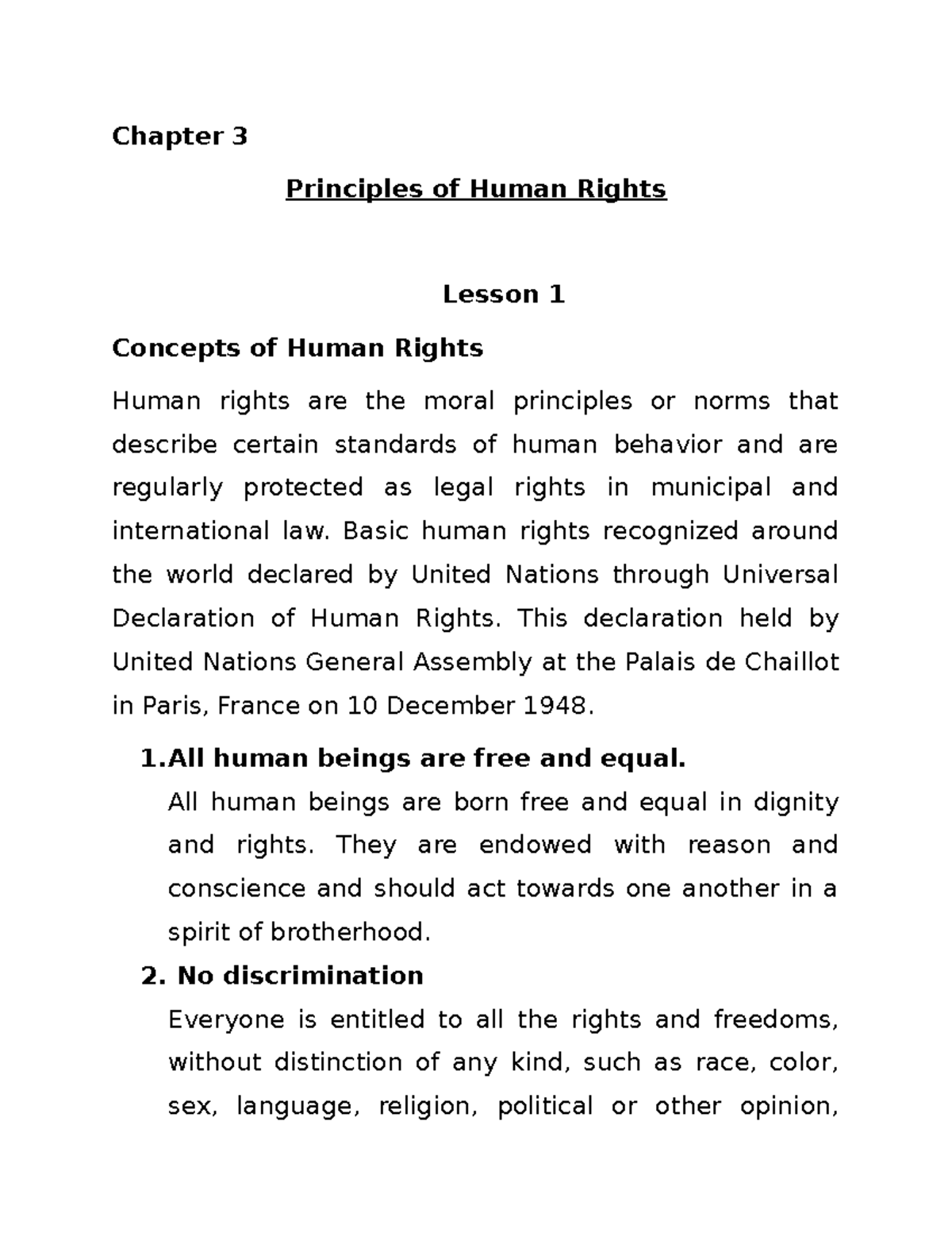 Principles of human rights - Chapter 3 Principles of Human Rights ...
