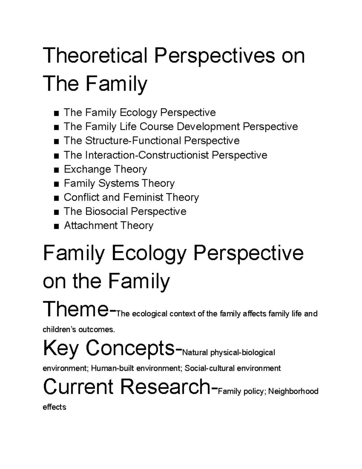 Theoretical Perspectives on The Family - Theoretical Perspectives on ...