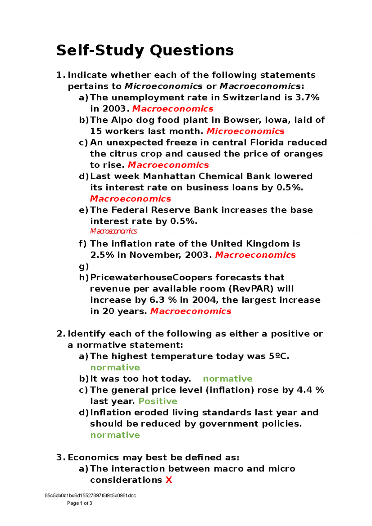 Session 01-2 - Exercises - Self-Study Questions Indicate whether each ...