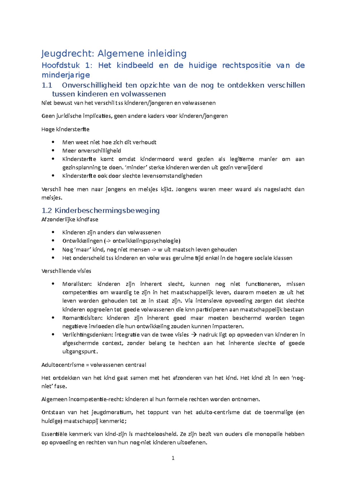 Algemene inleiding - Jeugdrecht: Algemene inleiding Hoofdstuk 1: Het ...