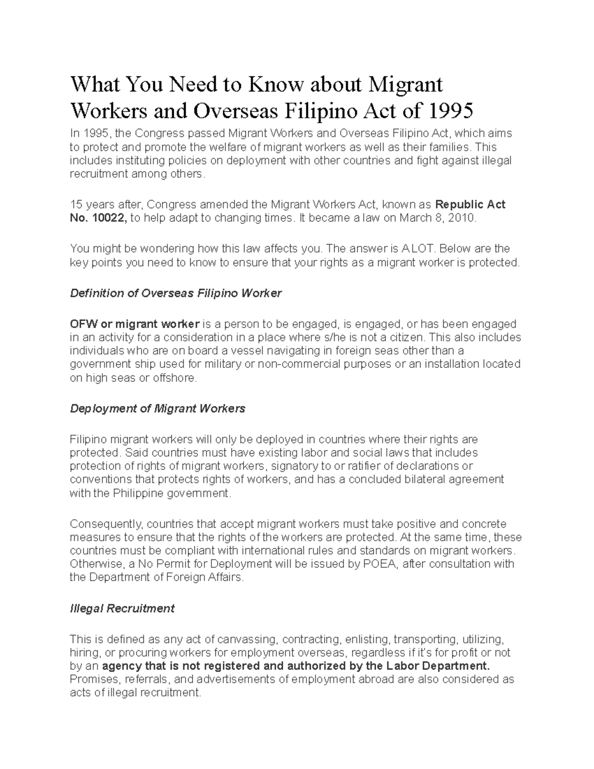 What You Need to Know about Migrant Workers and Overseas Filipino Act ...