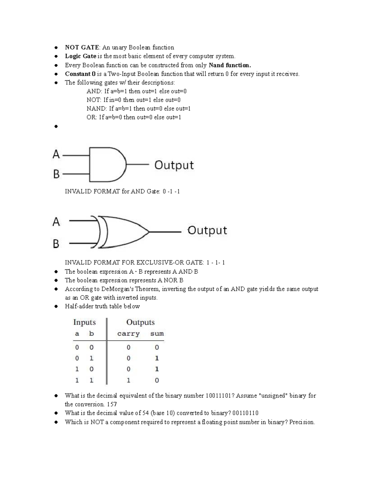 Notes for CS1104 - NOT GATE: An unary Boolean function Logic Gate is ...