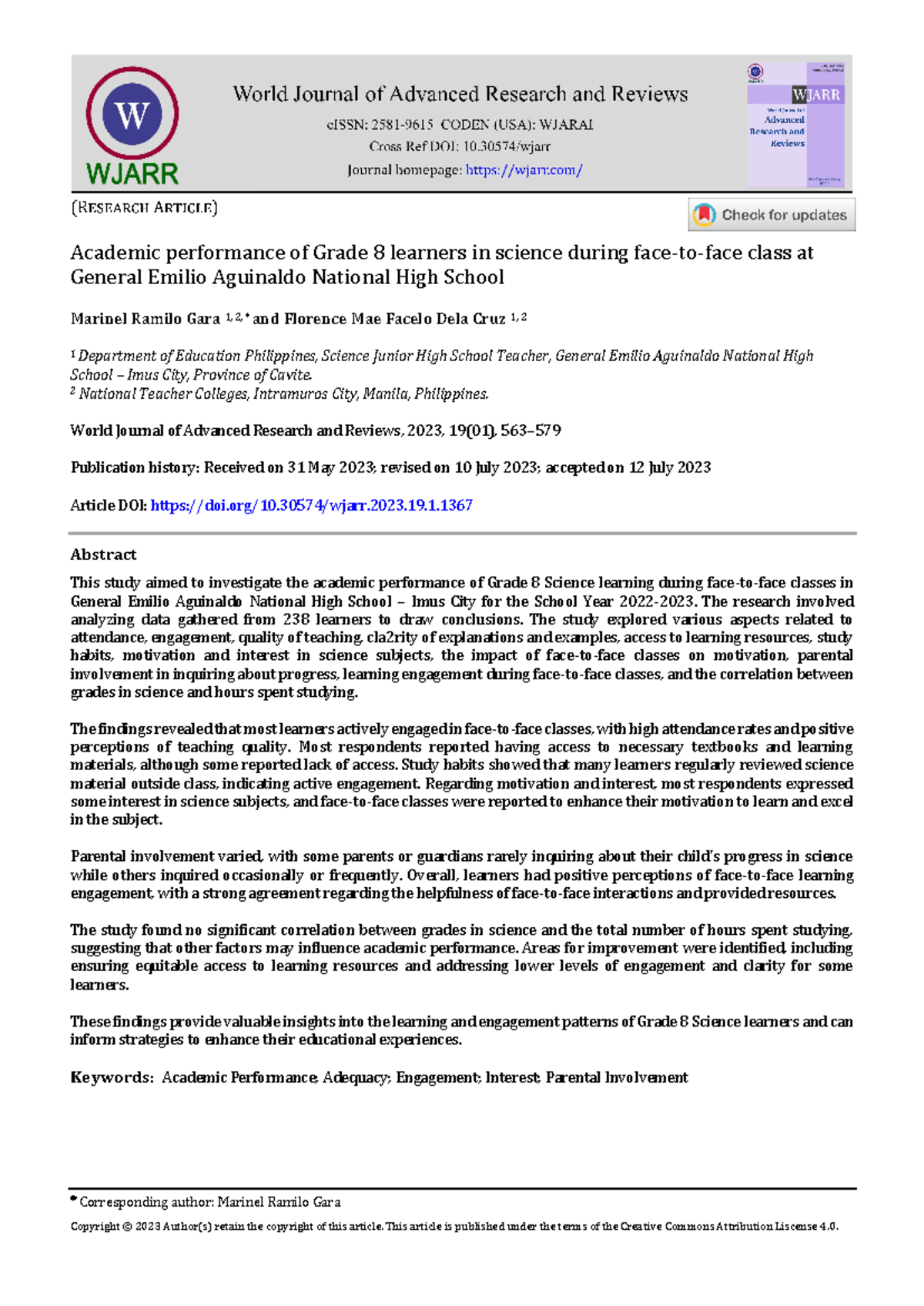 Wjarr-2023-1367 - This research give an insight about learners ...