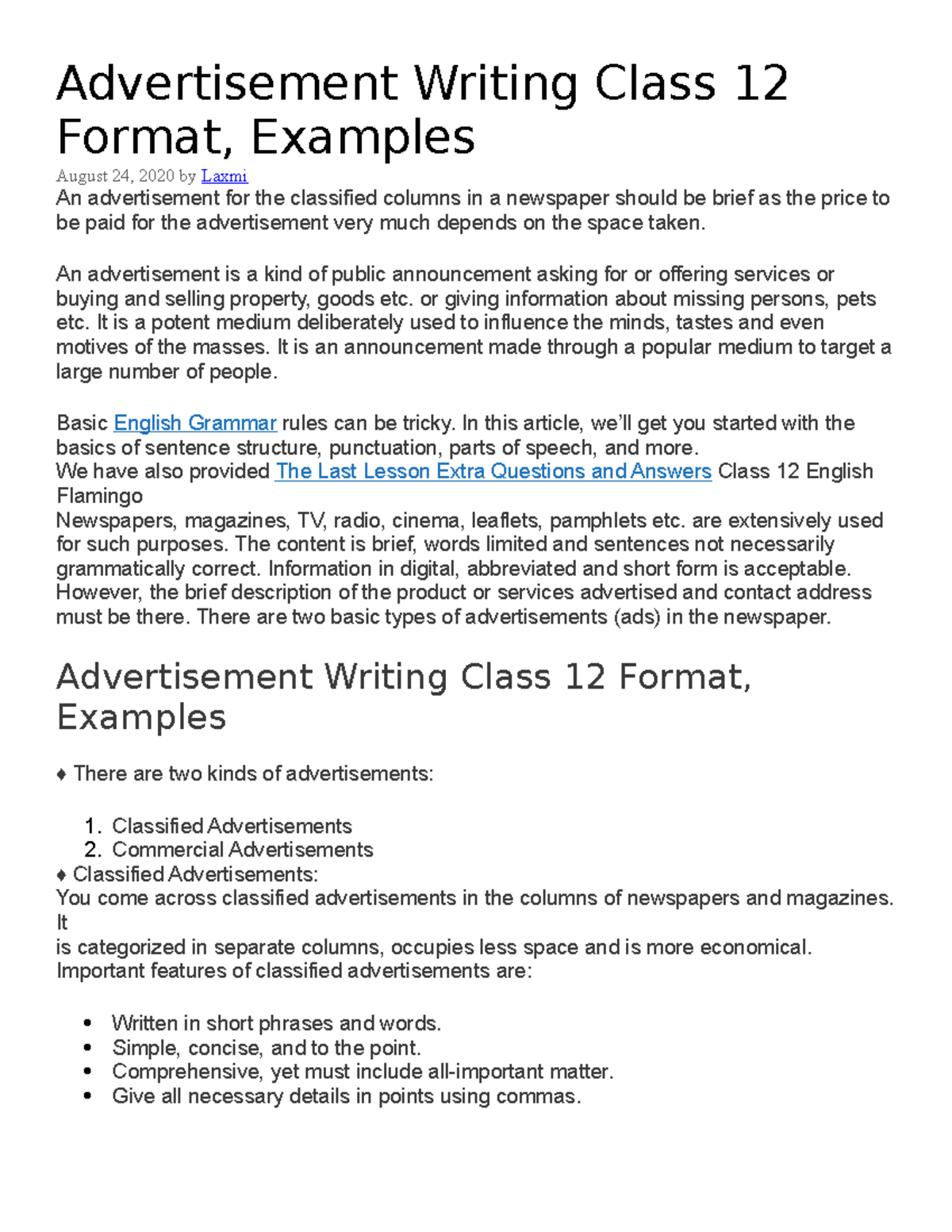 Advertisement Writing Class 12 Format An Advertisement Is A Kind Of