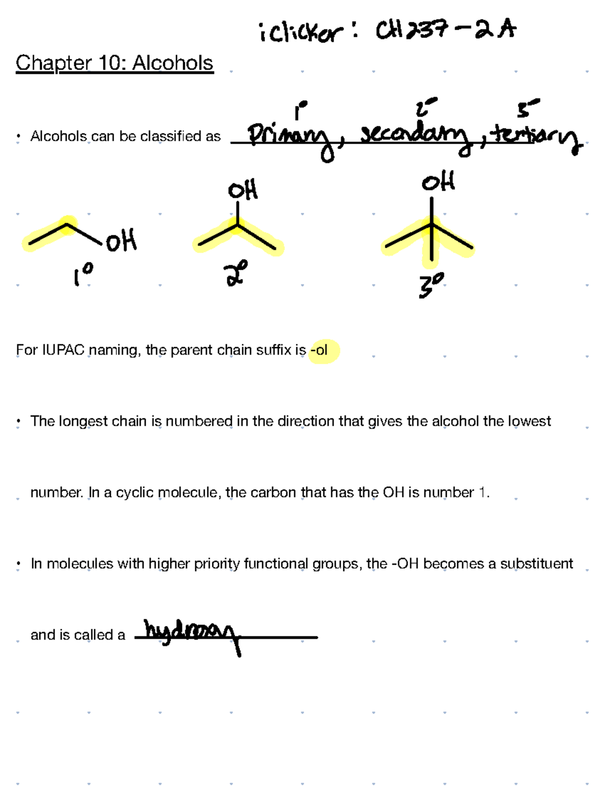 Chapter 10 Alcohols Annotated - Chapter 10: Alcohols Alcohols can be ...