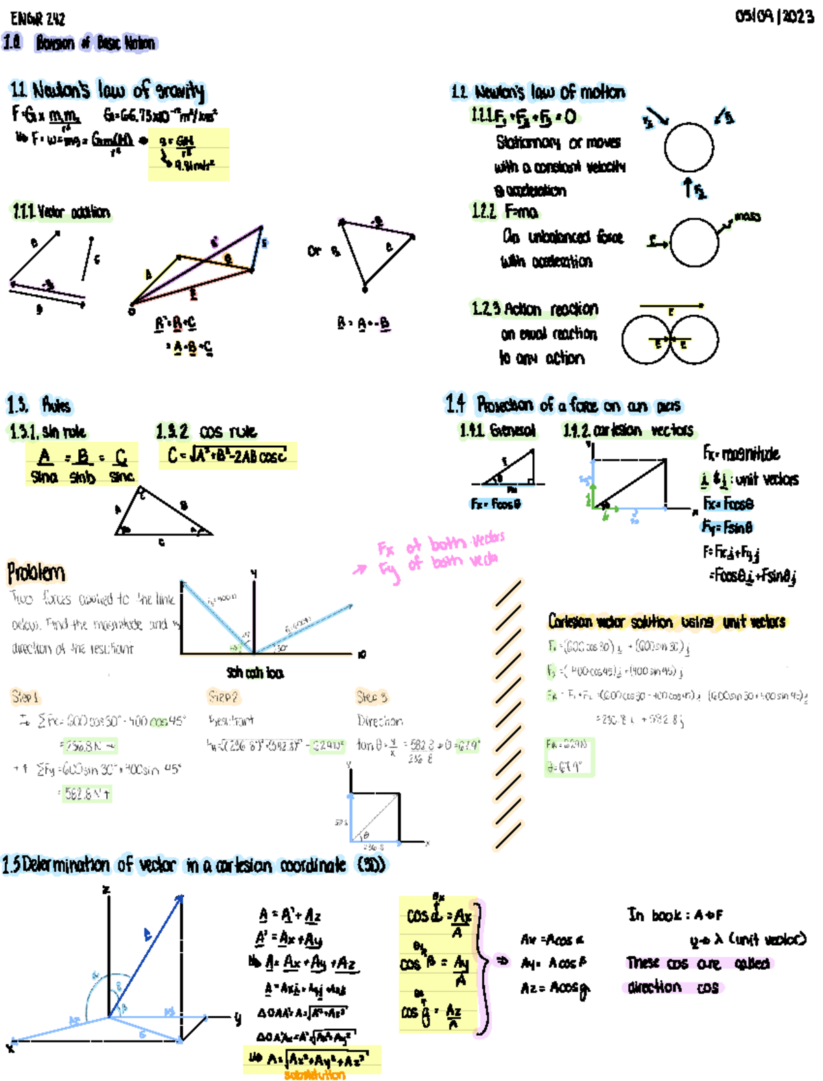 Lecture 1 Newton’s laws and recap - NGR 242 051091202 1 Newton ...