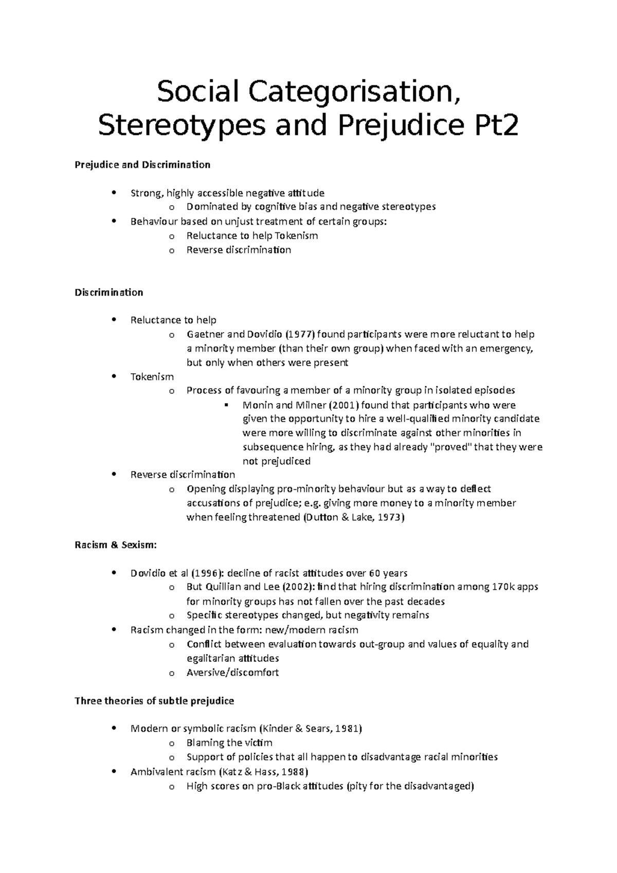 Social Categorisation Pt2 - Social Categorisation, Stereotypes and ...